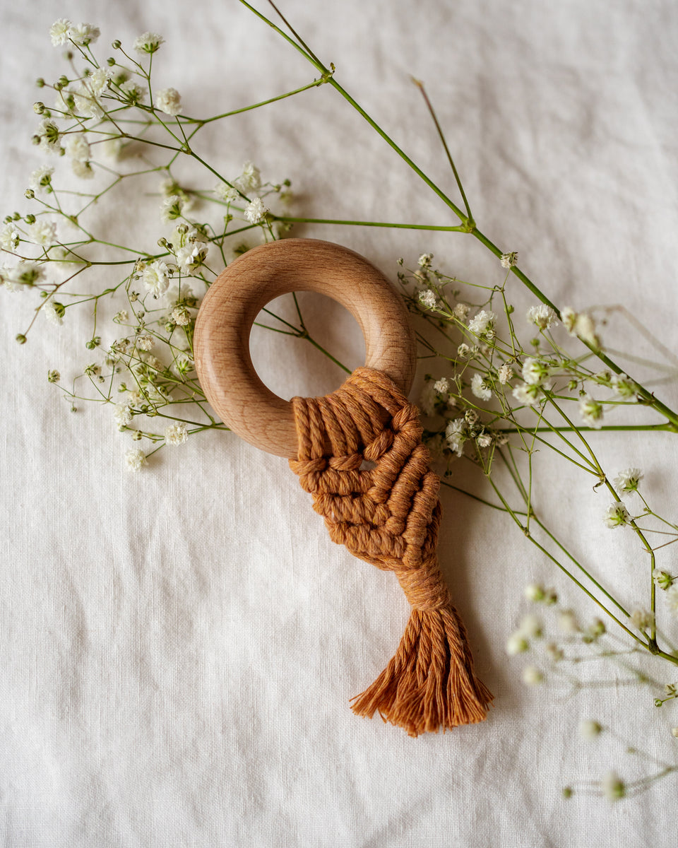 Macramé Teether ~ Organic Cotton ~ Orange Circle – A Thousand Roses Store